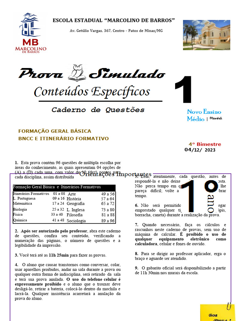 Capa Simulado 2023 1ºdia | PDF