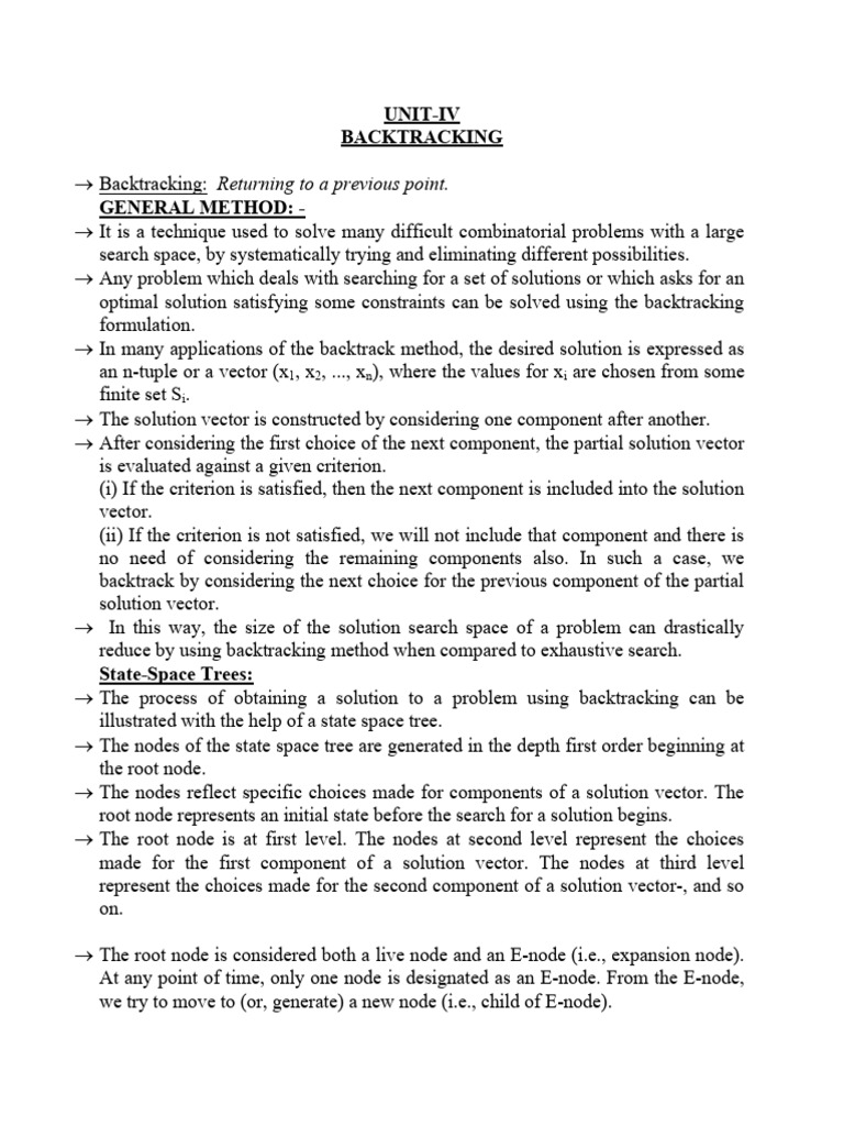 DAA Unit4 Part-1c (Backtracking) | Download Free PDF | Mathematical Relations | Mathematical Logic