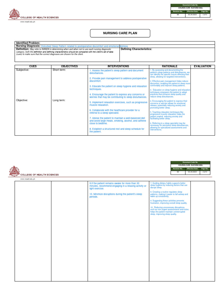 Disturbed Sleep Pattern | Download Free PDF | Sleep | Relaxation ...