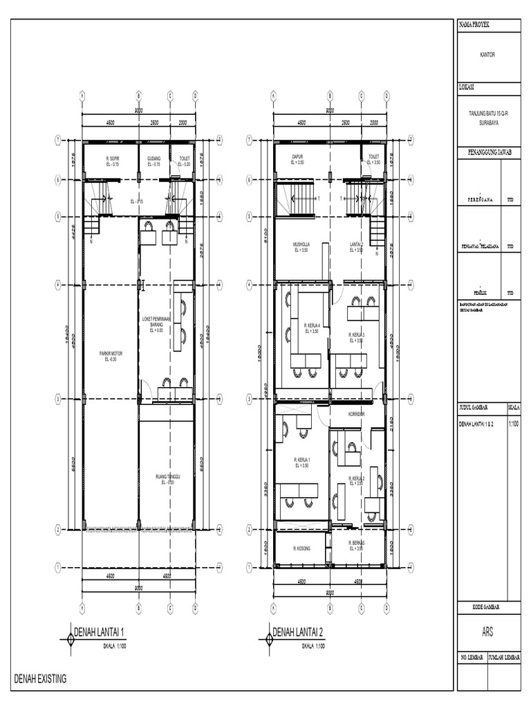 Denah Lantai 1 Denah Lantai 2: Nama Proyek | PDF