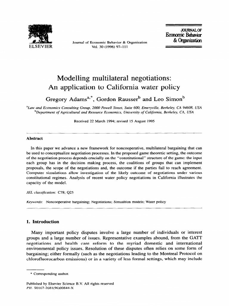 Adams Modelling | PDF | Negotiation | Utility