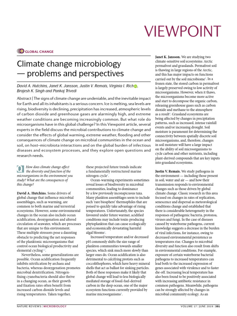 Climate Change Microbiology - Problems and Perspectives | PDF | Climate ...
