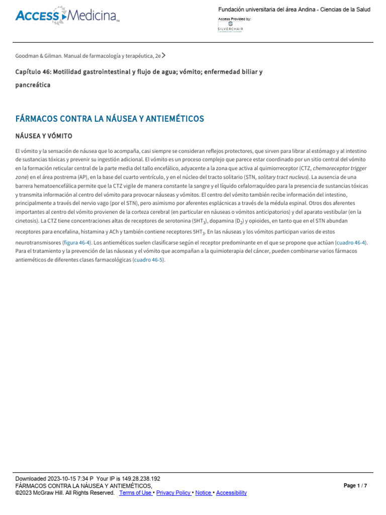 Fármacos Contra La Náusea y Antieméticos | PDF | Quimioterapia | Farmacia