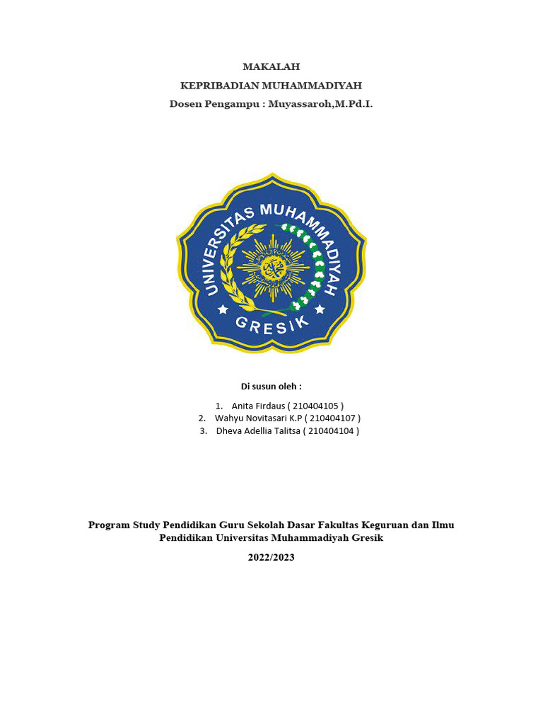 Kepribadian Muhammadiyah: Sejarah dan Sifat | PDF