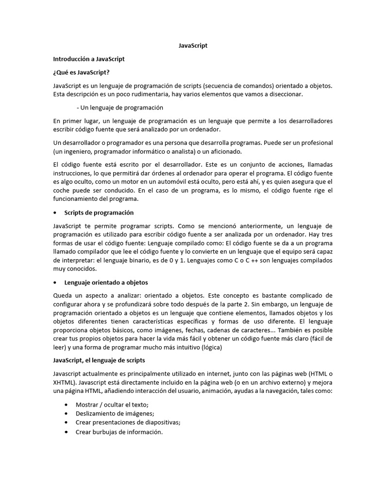 Guia Javascrip Pdf Lenguaje De Programación Script Java