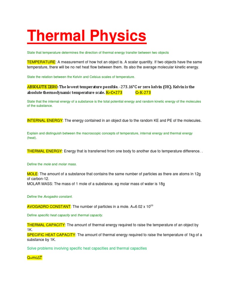 Understanding Thermal Physics Concepts | PDF | Heat Capacity | Mole (Unit)