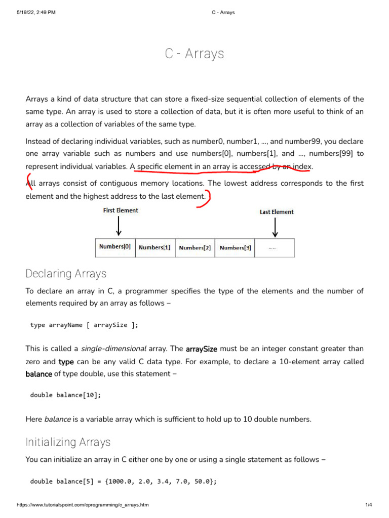 C - Arrays | PDF | Data Type | Variable (Computer Science) C - Arrays | PDF | Data Type | Variable (Computer Science)