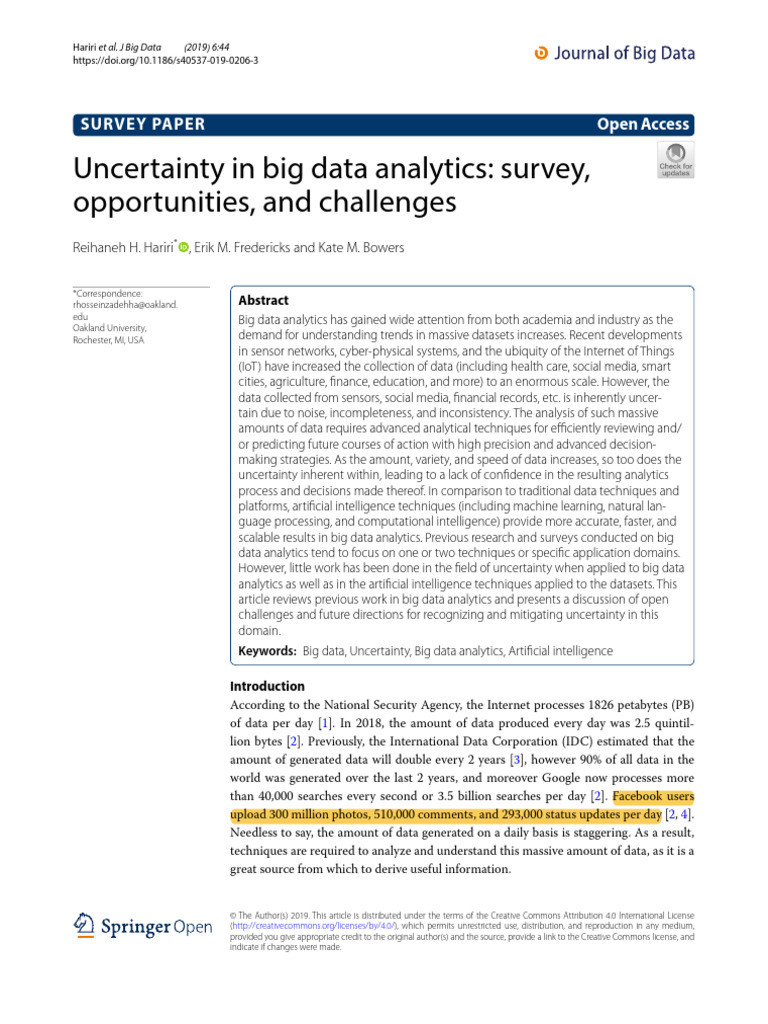Uncertainty in Big Data Analytics | PDF | Machine Learning | Big Data
