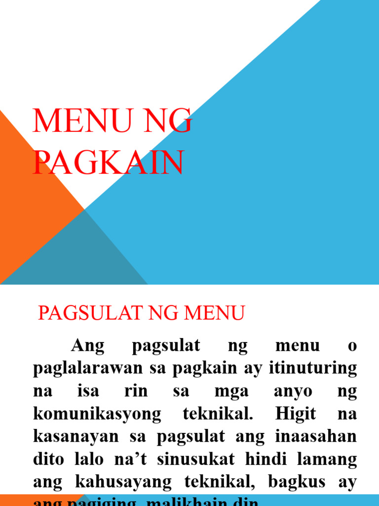 10 Menu NG Pagkain | PDF
