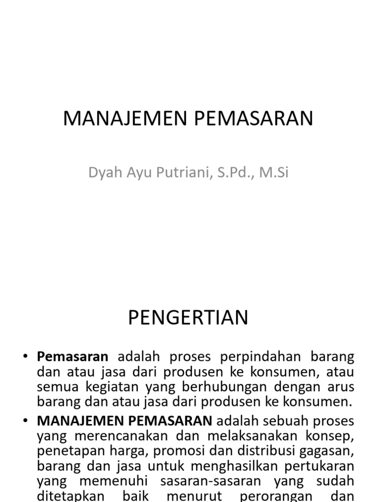 Materi Manajemen Pemasaran | PDF