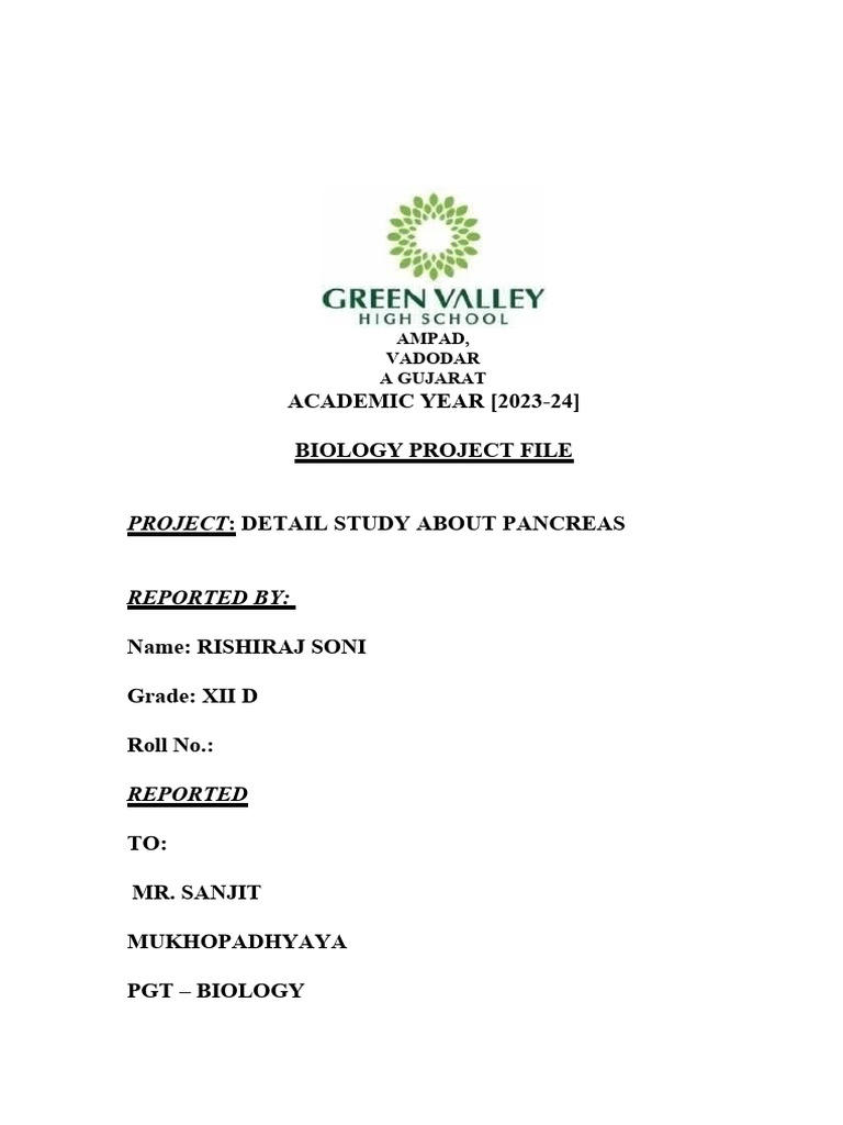 Pancreas Biology Project | PDF | Pancreas | Digestion