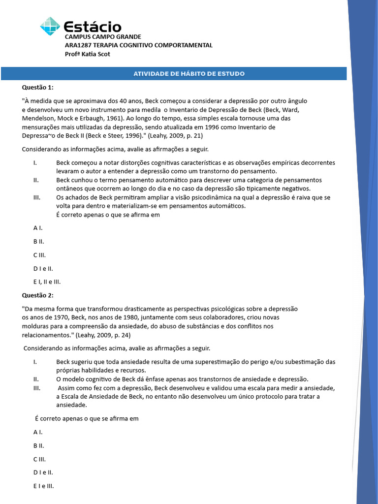 TCC Exerc Cio H Bito de Estudo 23.2 | PDF | Carreira e Crescimento | Ciências e Matemática