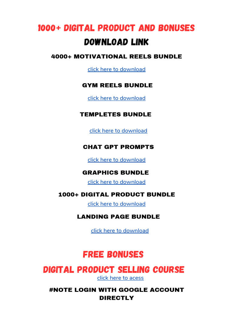 1000+ Digital Products & Bonuses | PDF | Business