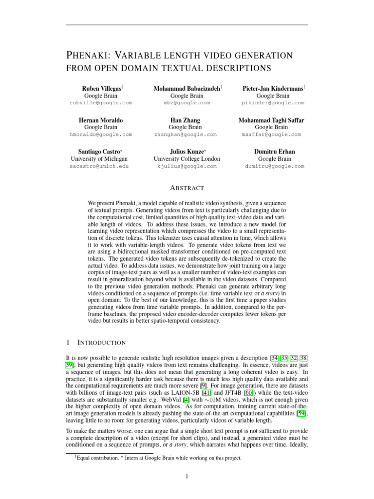 Henaki Ariable Length Video Generation From Open Domain Textual Descriptions | Download Free PDF ...