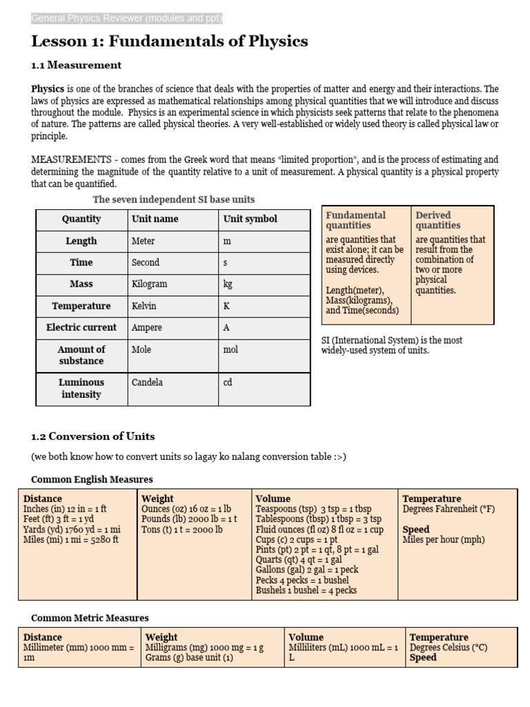 General Physics Reviewer | PDF | Euclidean Vector | Triangle