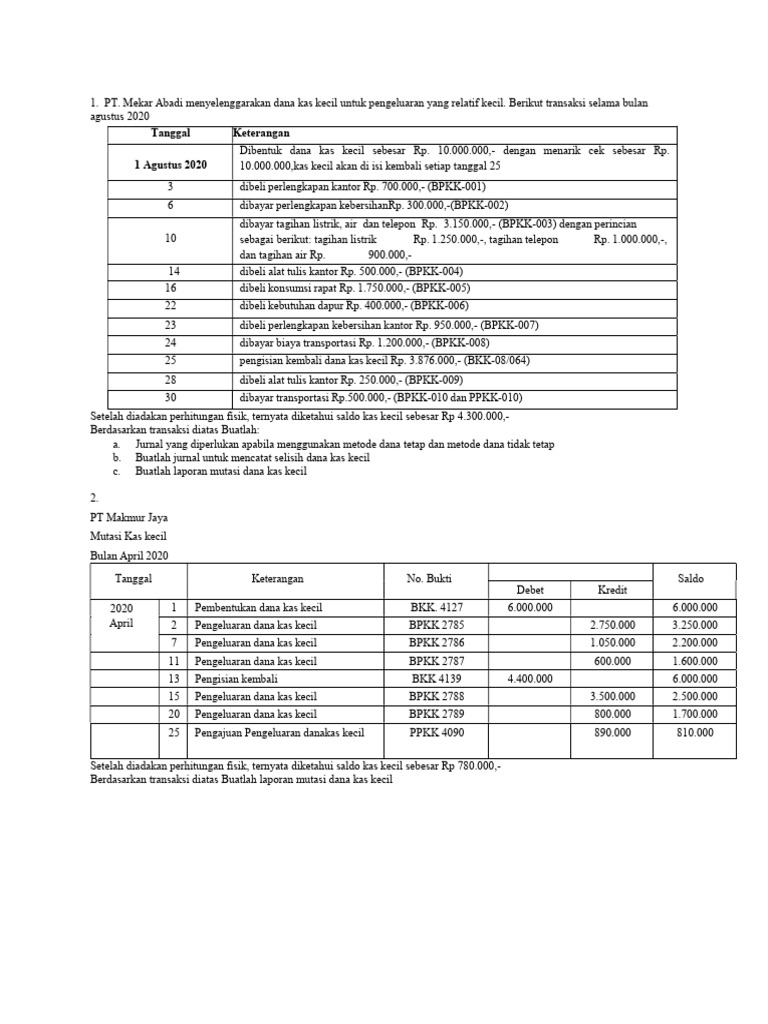 UH Kas Kecil Dan Laporan Mutasi Kas Kecil | PDF