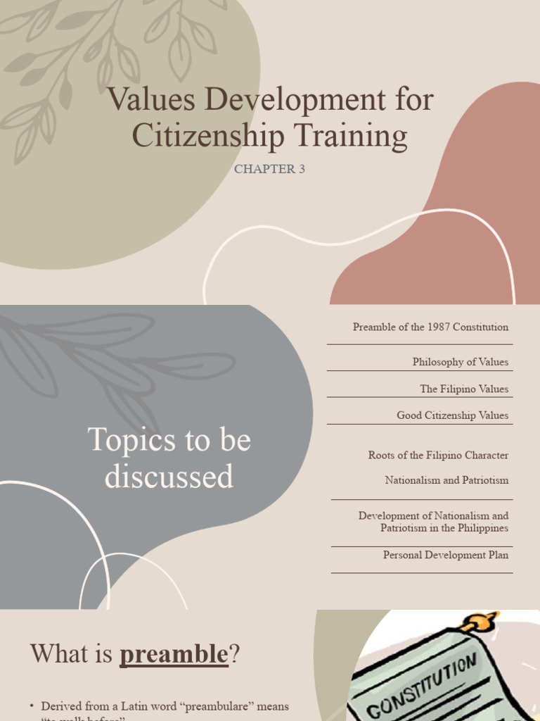 Chapter 3 Values Development For Citizenship Training | PDF ...