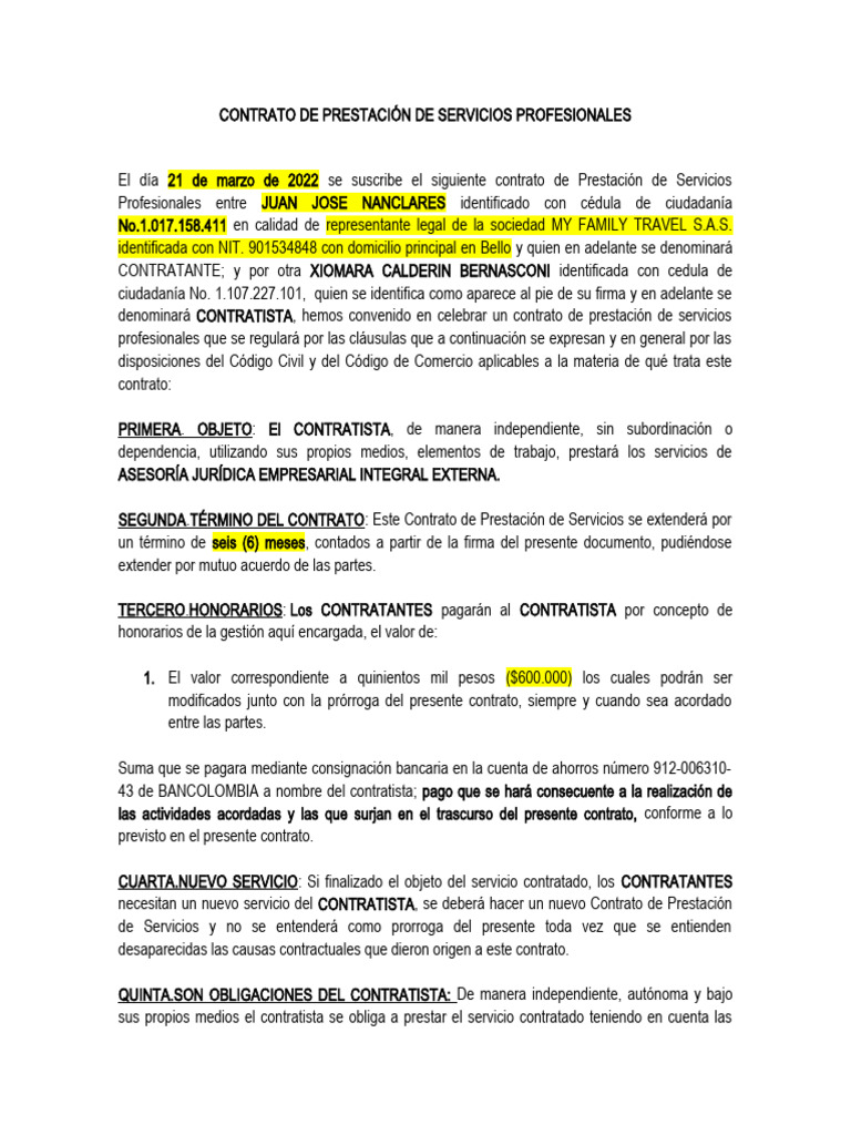 Modelo de Contrato de Prestacion de Servcios Profesionales | PDF
