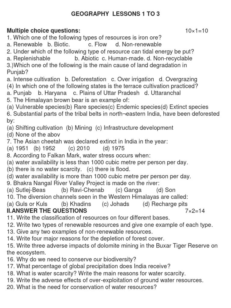 Geography Lessons 1 To 3 | PDF | Water Scarcity | Environmental Engineering