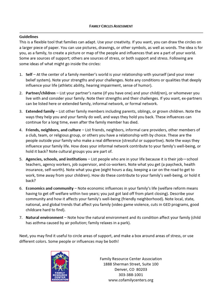 Family Circles Assessment Guide | PDF | Family | Behavioural Sciences