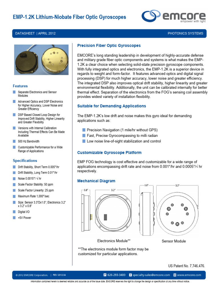 Datasheet - HK Emp-12k 7454683 | PDF | Gyroscope | Optical Fiber
