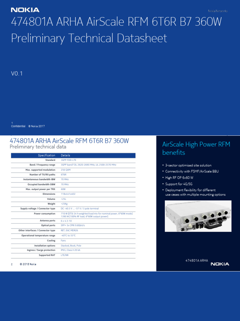 ARHA RFM 6T6R B7 360W Datasheet | PDF | Telecommunications | Computing