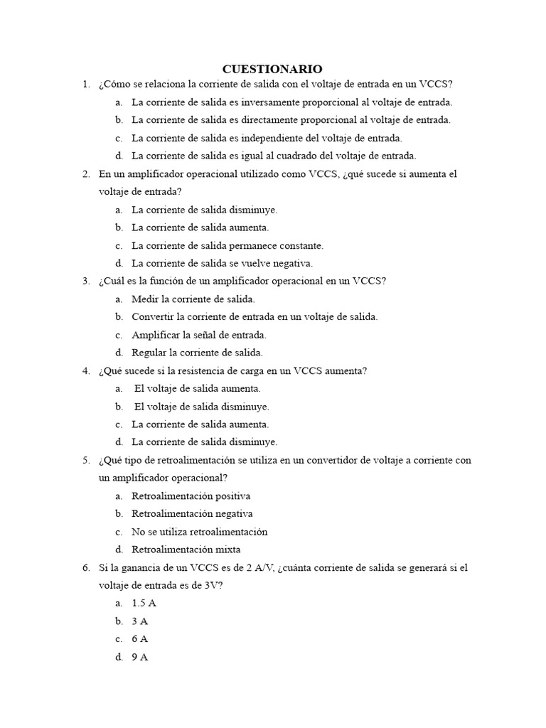 Cuestionario Fuentes Controladas | PDF | Amplificador operacional ... Cuestionario Fuentes Controladas | PDF | Amplificador operacional ...
