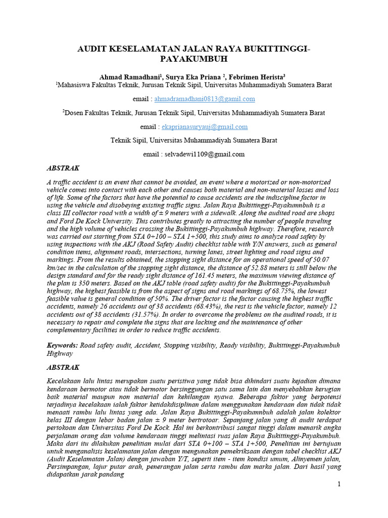 44 - Ahmad Ramadhani, Surya Eka Priana, Febrimen Herista | PDF | Road | Traffic