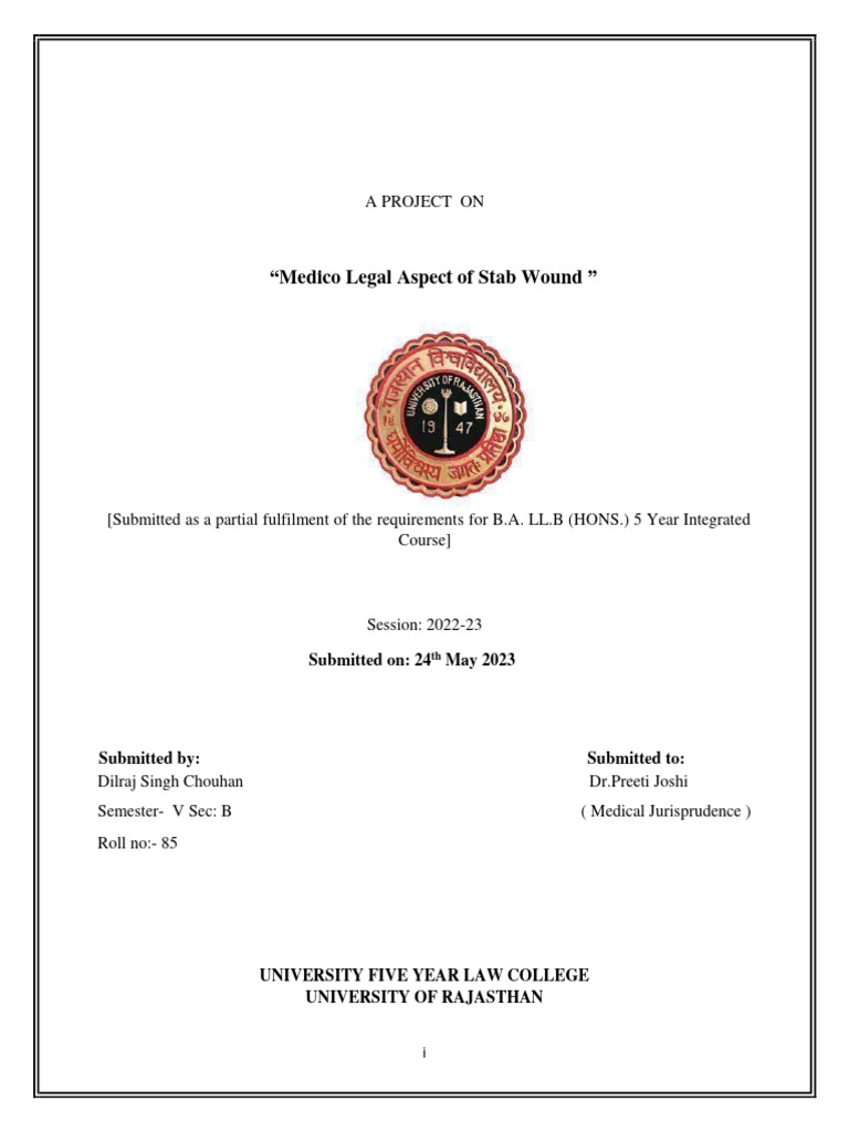 Medico-Legal Stab Wound Study | PDF | Injury | Wound