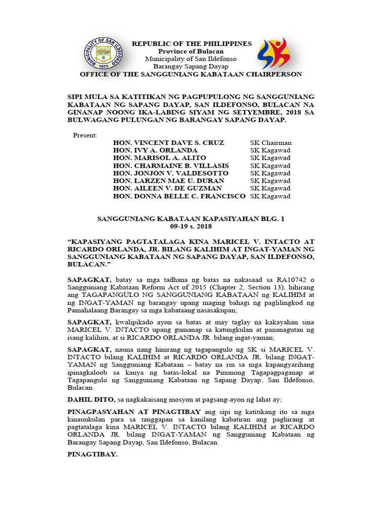 Sample - Resolution - Kalihim at Ingat Yaman | PDF