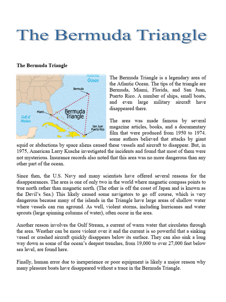 The Bermuda Triangle Debating Argumentation Reading Comprehension Exerc 135239 Pdf