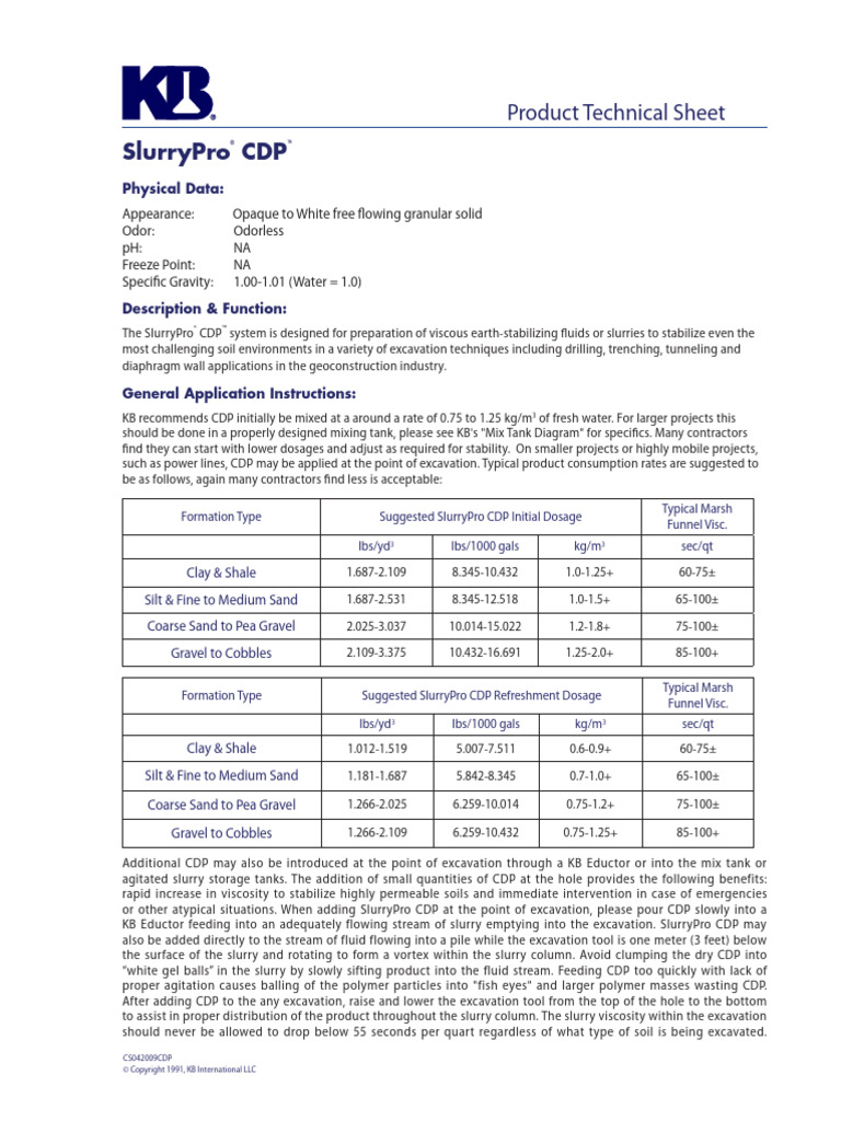 Slurrypro CDP Product Data Sheet | PDF | Gravel | Sand
