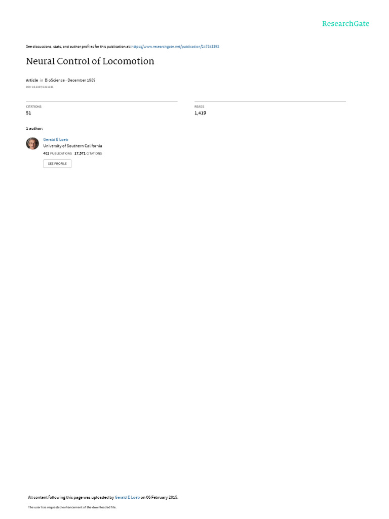 Neural Control of Locomotion | PDF | Motor Neuron | Axon