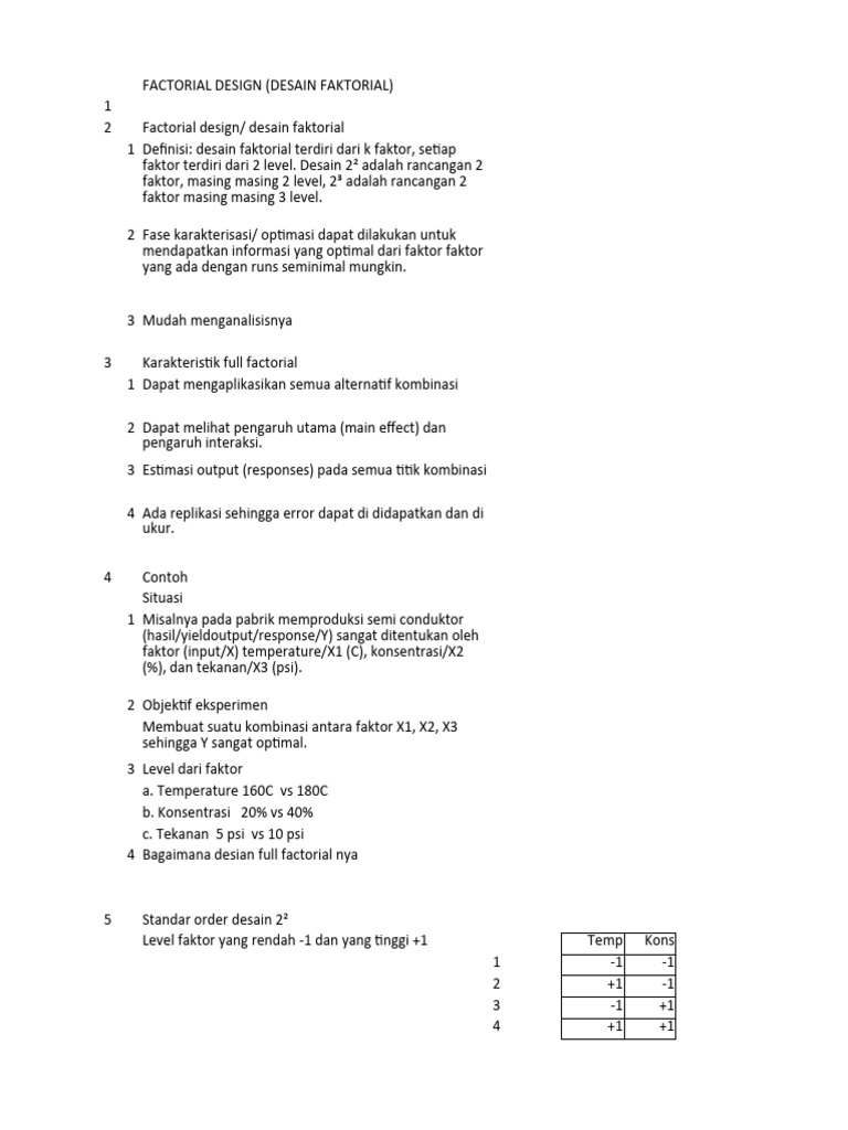 Desain Faktorial untuk Optimasi Proses | PDF