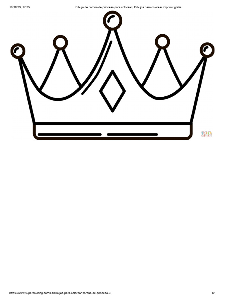 Dibujo de Corona de Princesa para Colorear - Dibujos para Colorear ...