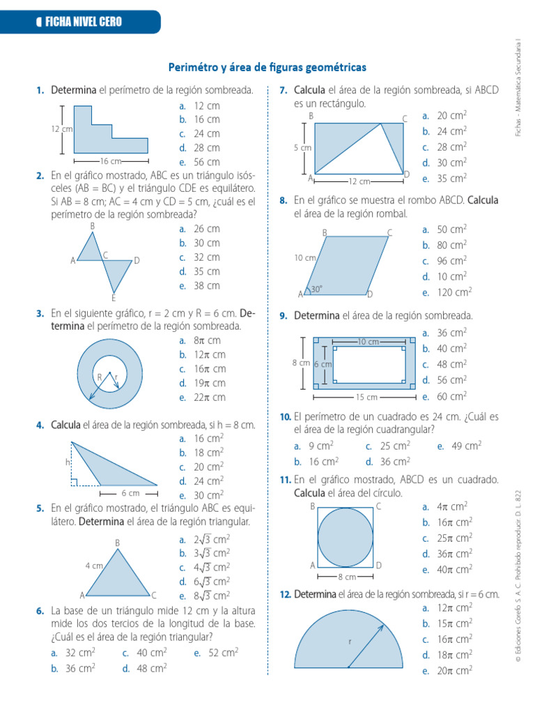 F0_ Perímetro y Área de Figuras Geométricas | PDF | Geometría Elemental | Geometría euclidiana