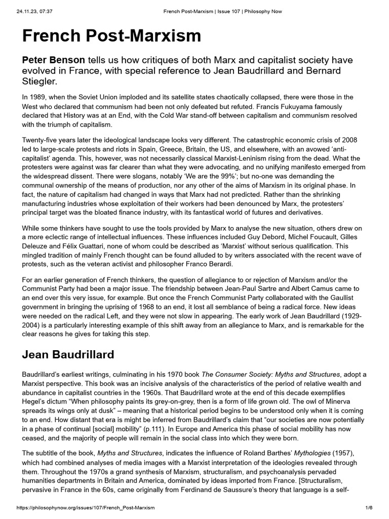 French Post-Marxism - Issue 107 - Philosophy Now | Download Free PDF ... French Post-Marxism - Issue 107 - Philosophy Now | Download Free PDF ...