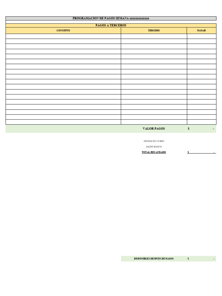 Formato programación pagos | PDF