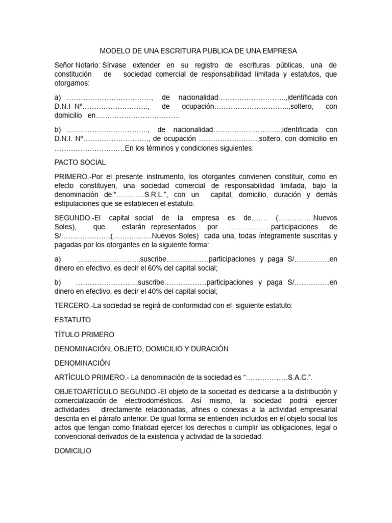 Escritura Pública Plantilla | PDF | Dividendo | Bancos