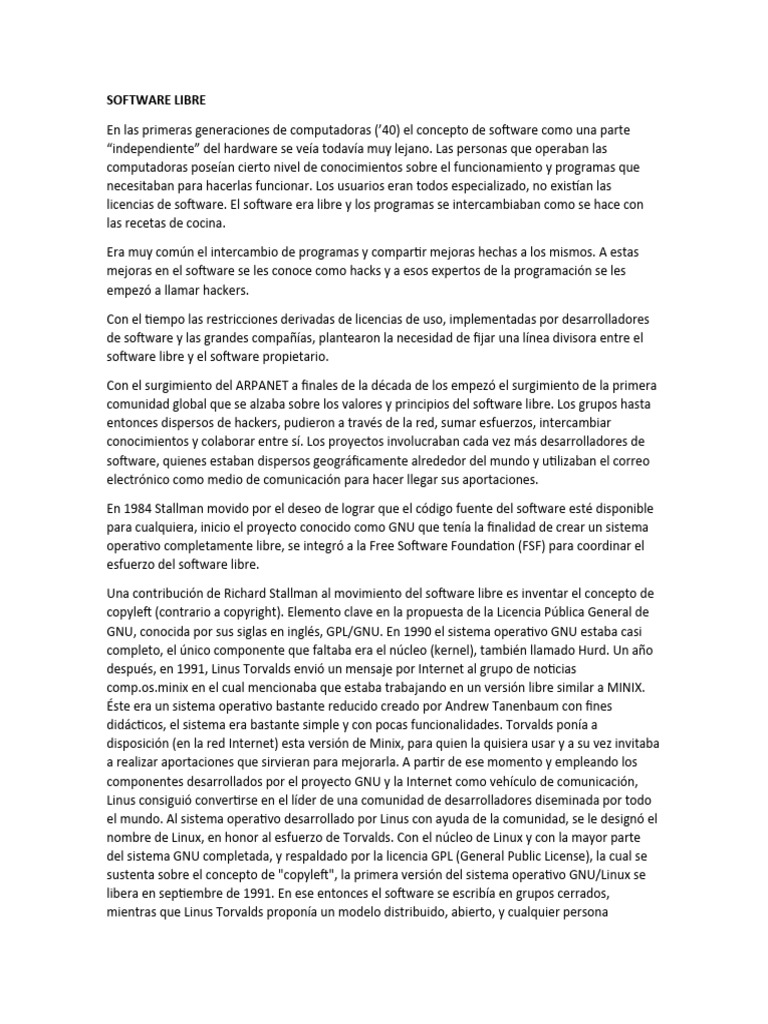 Software Libre | PDF | Software libre | Distribución de Linux