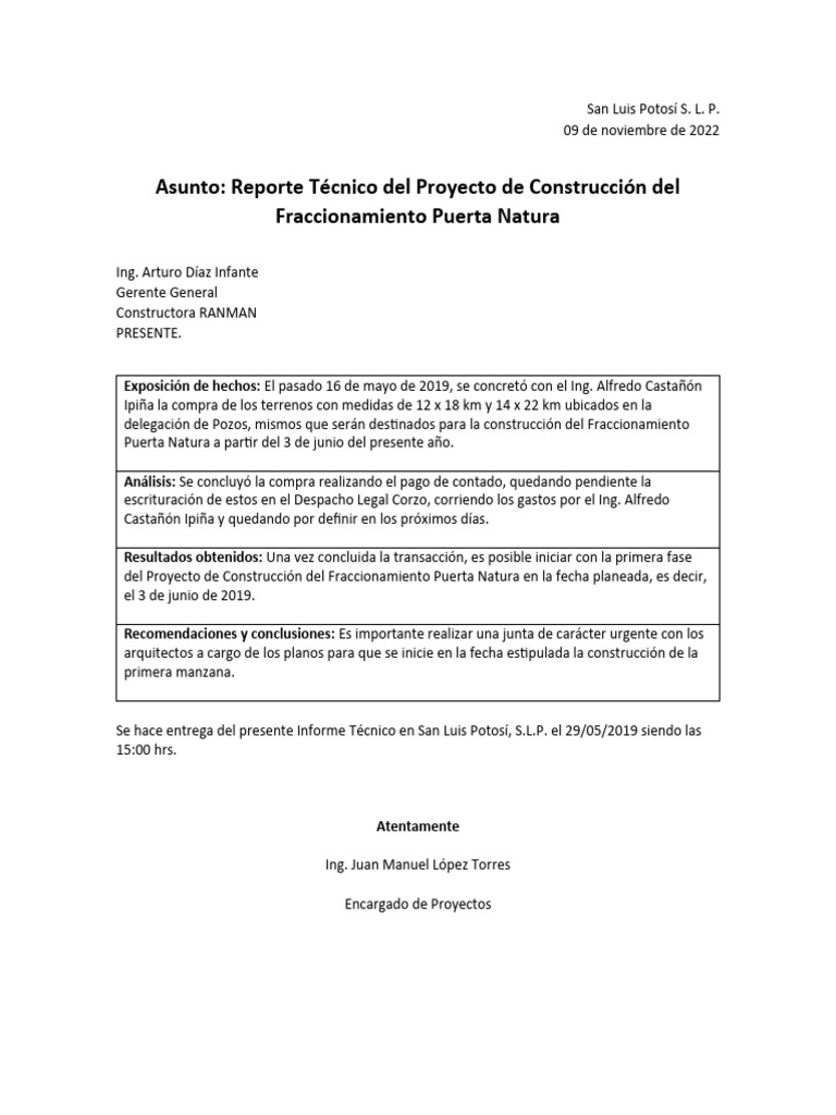 Ejemplo de Informe Tecnico | PDF