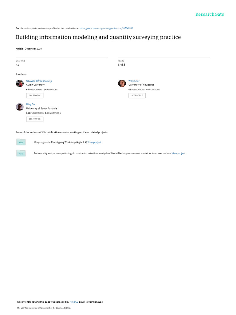Building Information Modeling and Quantity Surveyi | PDF | Building Information Modeling