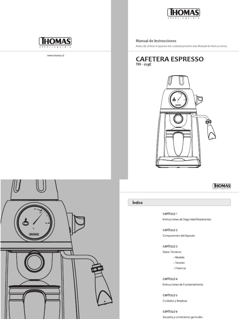 Guía de Uso: Cafetera Espresso TH-129E | PDF | café | Agua