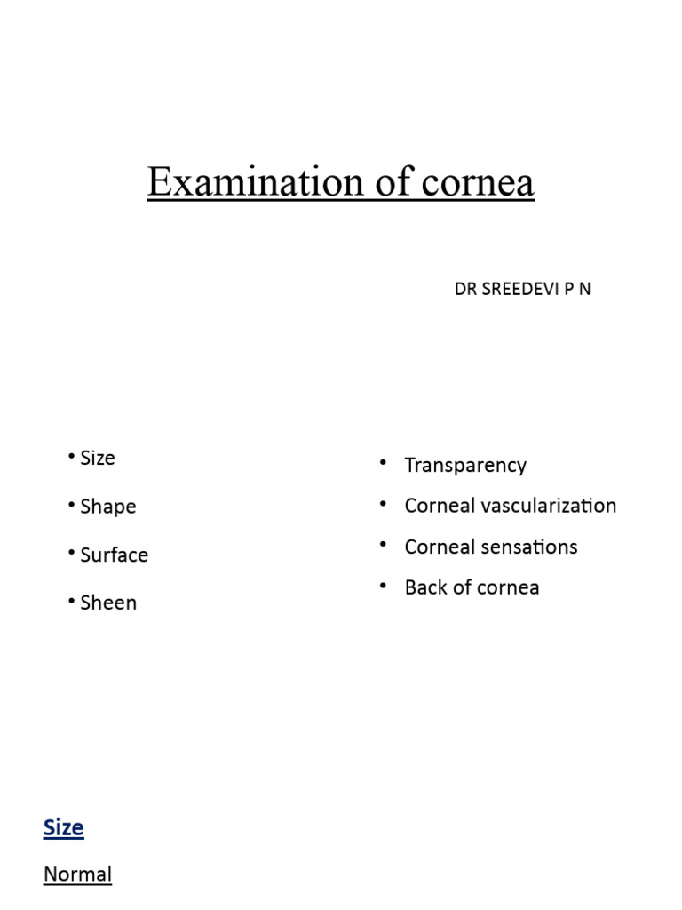 Examination of Cornea Ug | PDF | Cornea | Ophthalmology