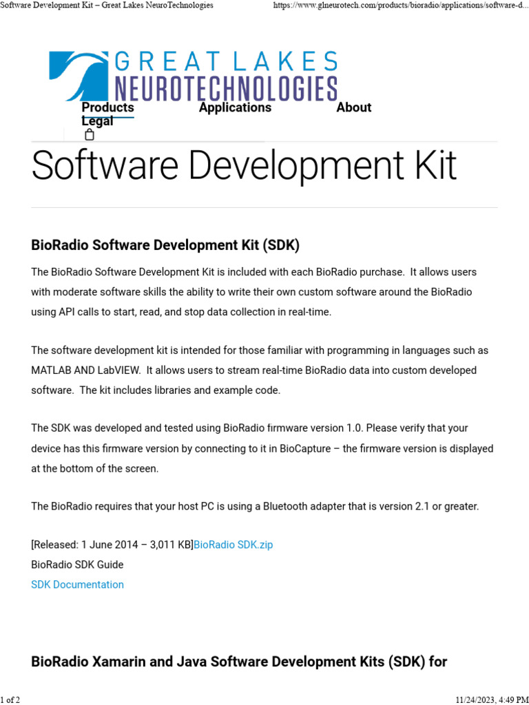 Software Development Kit - Great Lakes NeuroTechnologies | PDF | Software Development Kit ...