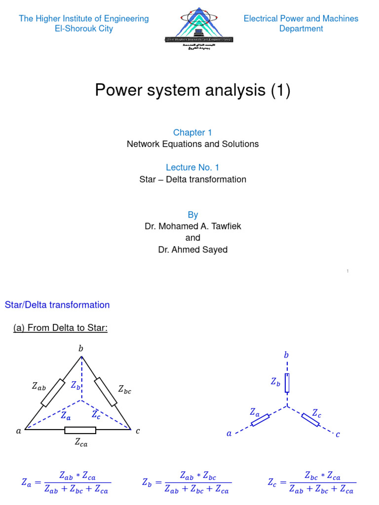 1 Lecture 1 Star Delta Transformation | PDF | Electromagnetism | Computer Engineering