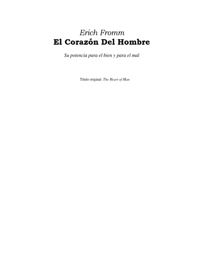El Corazon Del Hombre | Descargar gratis PDF | Erich Fromm | Amor
