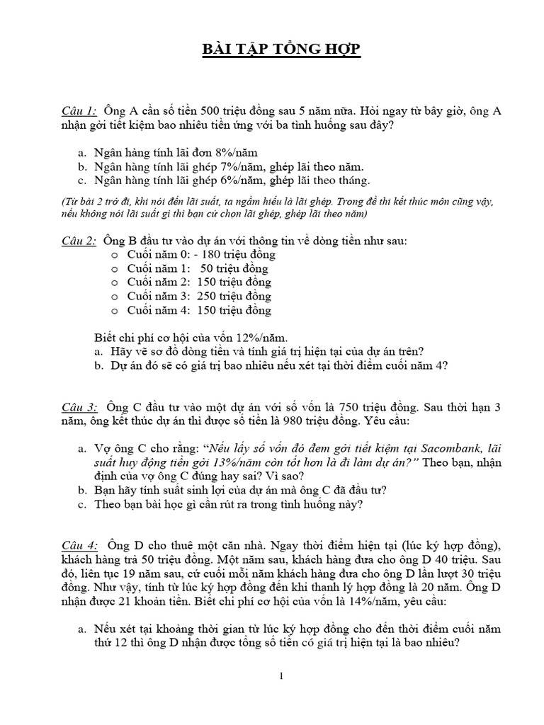 Bai Tap Tong Hop 1 (Chương 1234) | PDF