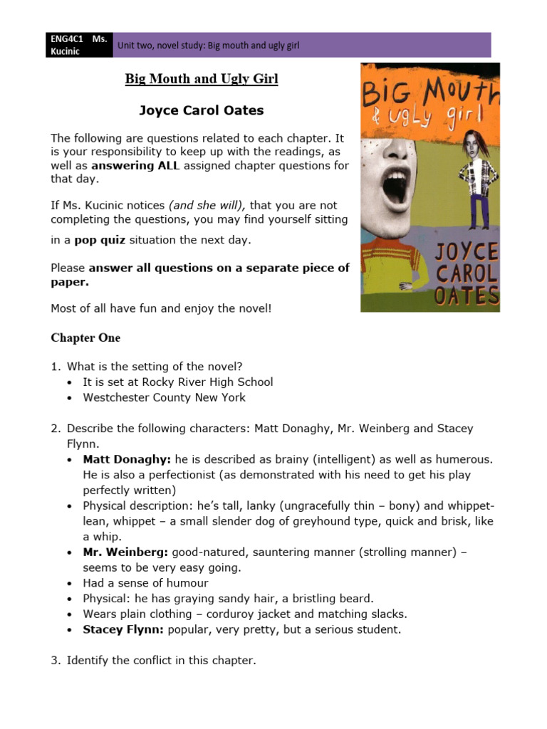 Big Mouth and Ugly Girl Novel Study Guide | PDF | Censorship | Ivy League
