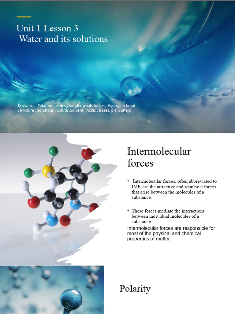 Unit 1 Lesson 3 Water and Its Solutions (Autosaved) | PDF | Mixture ...